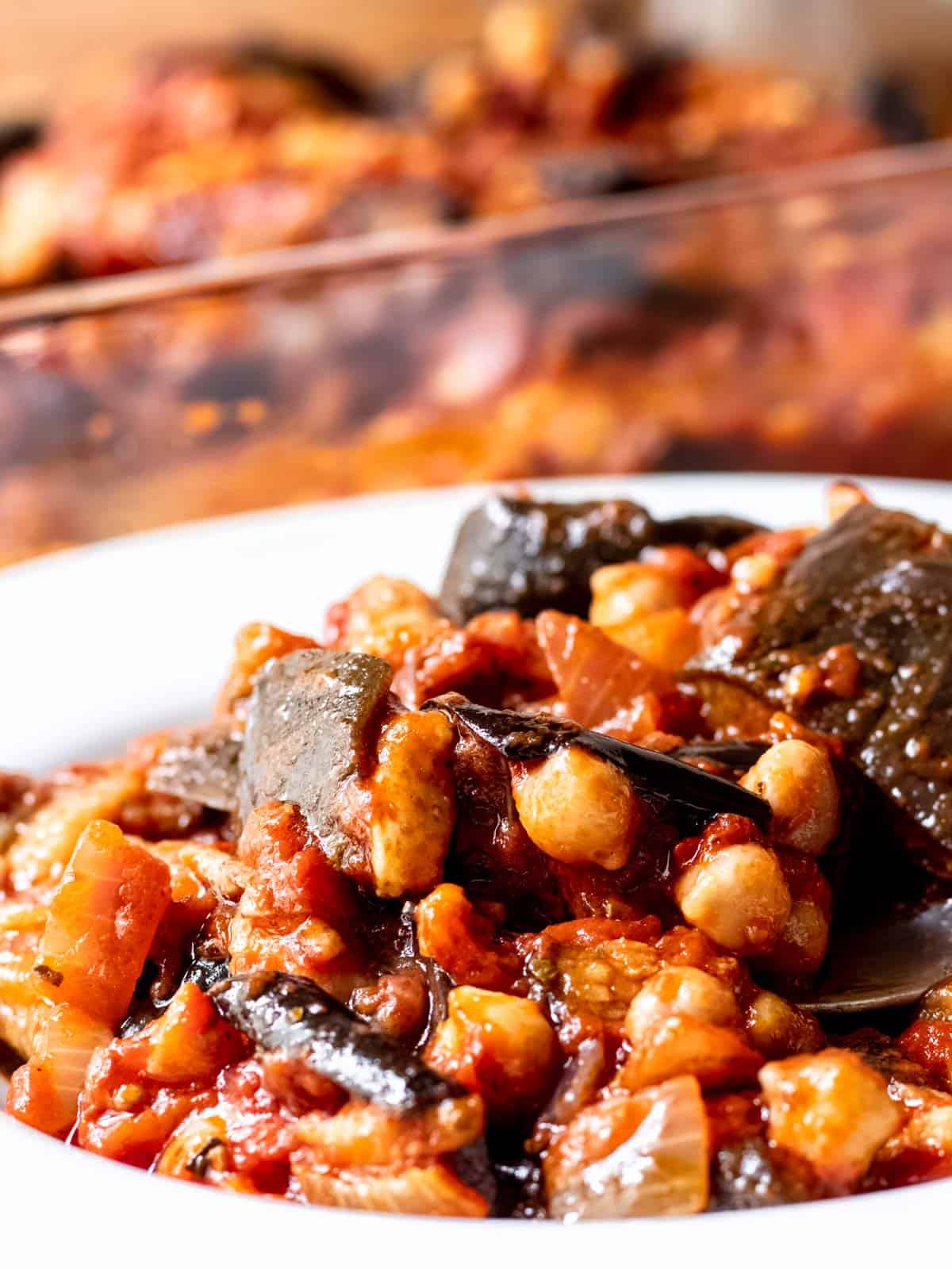 Vegetarian Lebanese Eggplant Moussaka with Chickpeas